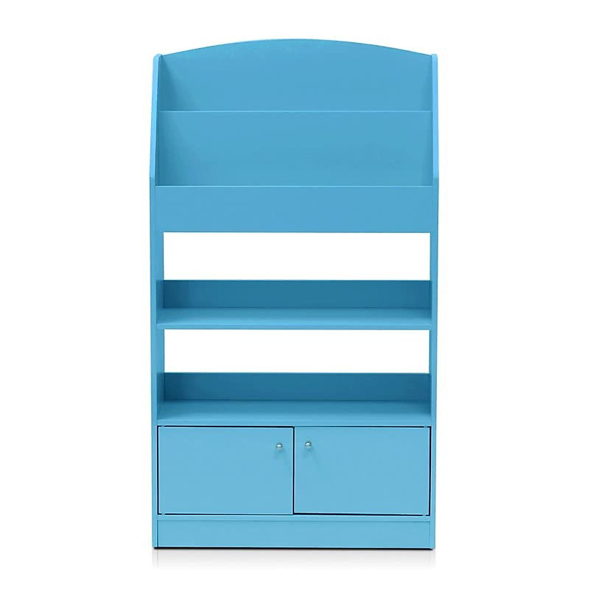 FURINNO KidKanac Magazine/Bookshelf with Toy Storage Cabinet, Light Blue 9.45D x 24.57W x 43.31H in