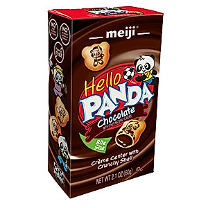 MEIJI Hello Panda Cookies, Chocolate Crème Filled - 2.1 oz, Pack of 10 - Bite Sized Cookies with Fun Panda Sports