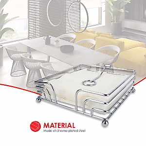 Home Basics Chrome Plated Steel Flat Napkin Holder with Weighted Pivoted Arm, Indoor and Outdoor Use, Silver (1)