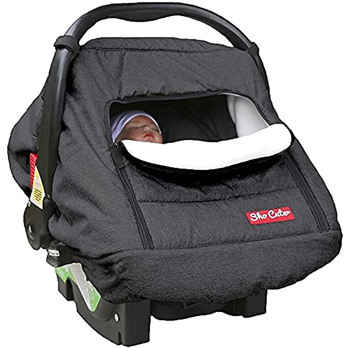Sho Cute - Winter Baby Car Seat Cover for Boys Girls | Polar Fleece Newborn Cozy Carrier Covers I Warm Infant Carseat Canopy for Babies | Perfect for Cold Weather of Spring Fall and Winter | Black