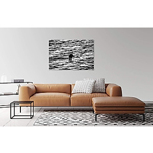 Black and White CANVAS Print Nature Photo Swimming Loon on Water Bird Photography Silver Gray Wall Art Monochrome Home Decor Ready to Hang