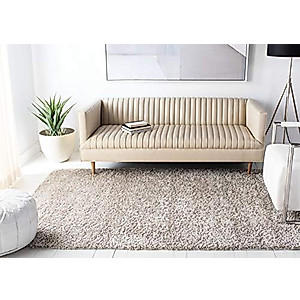 SAFAVIEH Arizona Shag Collection 8' x 10' Linen ASG820D Solid Non-Shedding Living Room Bedroom Dining Room Entryway Plush 1.6-inch Thick Area Rug