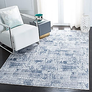SAFAVIEH Amelia Collection 6' x 9' Navy / Light Grey ALA786N Modern Abstract Distressed Non-Shedding Living Room Bedroom Dining Home Office Area Rug