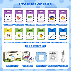 SEKEAHU Learning Toddler Toys for 2 3 4 5 6 Year Old Boys and Girls Gifts, Learning Talking Flash Cards with 224 Sight Words, Speech Therapy Toys, Autism Sensory Toys