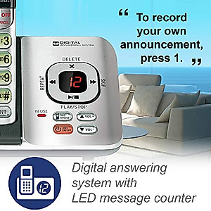 VTech CS6529 DECT 6.0 Phone Answering System with Caller ID/Call Waiting, 1 Cordless Handset, Silver/Black