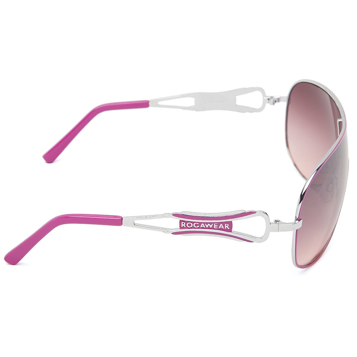 Rocawear Women's R452 Metal UV Protective Vented Temple Shield Sunglasses Gifts for Women with Flair 65 mm, Silver & Pink, mm US