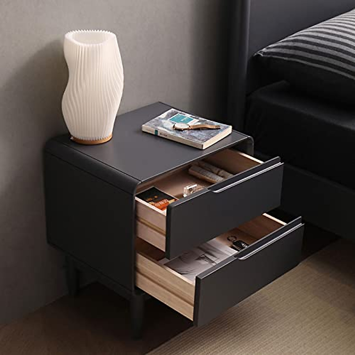 YUZZI Bedroom Table Bedside Cabinet Bedroom Cabinet Modern Storage Cabinet Bedroom Dresser Bedside Table for Bedroom Nightstands (Color : Grey)