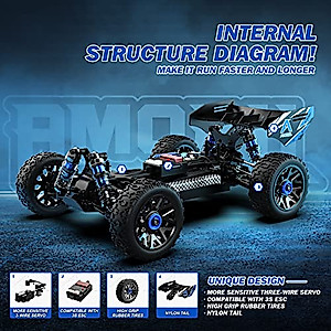 AMORIL 1:14 Fast RC Cars for Adults,Top Speed 70+KMH,Hobby Remote Control Car,4X4 Large Truck Off-Road Racing Buggy,Electric Vehicle Toy Gift for Kids with Oil-Filled Shocks,Upgraded Metal Parts