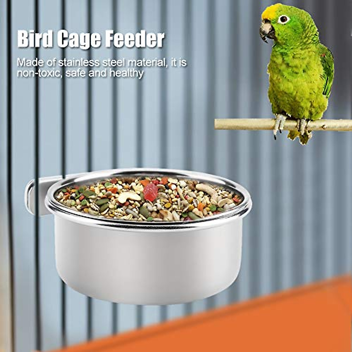 HEEPDD Bird Parrot Feeding Cup, Stainless Steel Food Water Bowls Dish for Small Animals Chinchilla Ferret Cockatiel Conure Parakeet