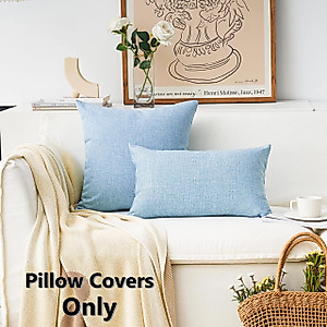 Home Brilliant Blue Throw Pillow Cover Linen European Decorative Pillow Case Large Cushion Cover for Patio Floor Garden, 24x24(60x60cm), Light Blue