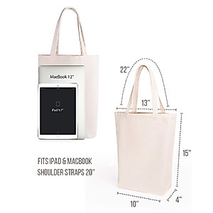 Lily queen Natural Canvas Tote Bags DIY for Crafting and Decorating Reusable Grocery Washable Bag Shopping Bag (Natural - 6 Pack)