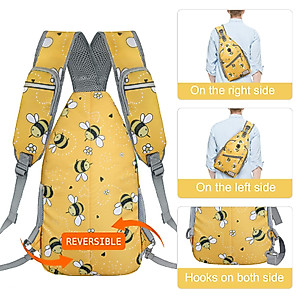 ZOMAKE Sling Bag for Women Men:Small Crossbody Sling Backpack - Mini Water Resistant Shoulder Bag Anti Thief Chest Bag Daypack for Travel Hiking Outdoor Sports (Bee Yellow)