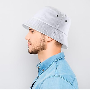 24 Pcs Washed Cotton Bucket Hats Bulk Packable Outdoor Sun Hat Wide Brim Fishing Hat Travel Beach Summer Cap for Men Women (White)