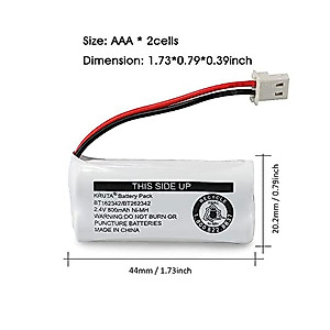 Kruta BT162342 BT262342 Cordless Phone Batteries Compatible with BT183342 BT283342 BT166342 BT266342 VTech CS6114 CS6419 CS6719 at&T EL52300 CL80111 Handset Telephone (Pack of 2)