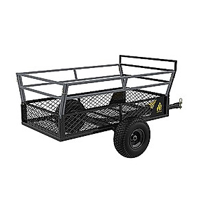 Gorilla Rugged Outdoor ATV Trailer with 1400 Pound Capacity, Removable Sides, and 3-in-1 Tailgate for Hauling Large Loads, Black