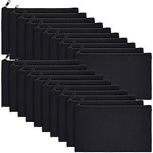 Frienda 50 Pack Canvas Zipper Pouch Bulk Blank DIY Craft Bag canvas makeup bags Multipurpose Pouch Toiletry Tote Bag for Makeup Travel Cosmetic Stationary Storage(Black)