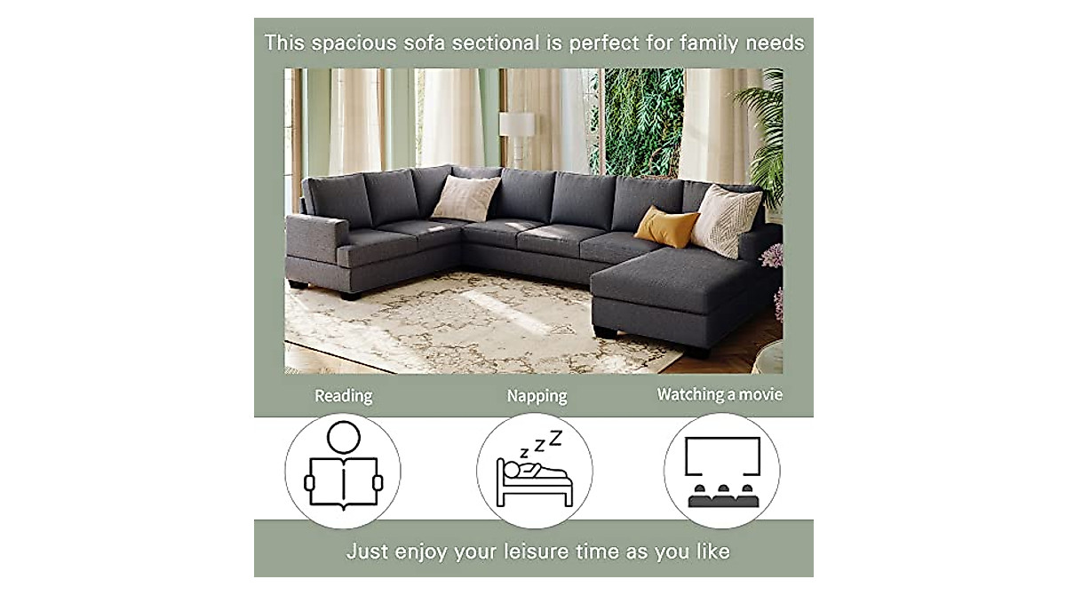 UBGO Modern U-Shape Sectional Sofa - Spacious & Comfy Couch
