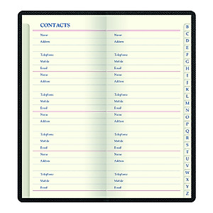 LETTS Note Origins Collection Slim Pocket Size Address Book with Gold Pen, Ruled, 160 Pages, Cream Paper, 5.75" x 2.75", Black (B090028)