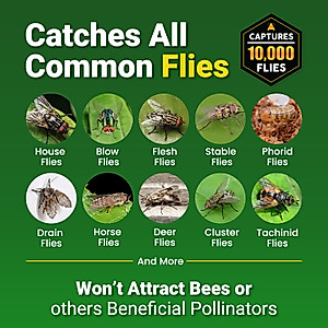 Outdoor Fly Trap Bags (5 Pack), Disposable, Hanging Fly Catcher with Bait, Outdoor Use Fly Hunter Repellent Control Catcher Killer, Flies Trap for Barn, Farm, Mosquito, Bugs, Gnats, Ready to Use