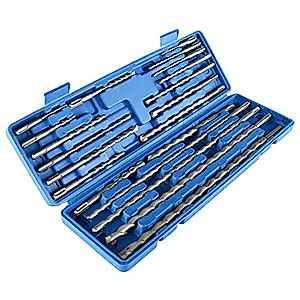 20pcs SDS Plus Rotary Hammer Drill Bits, SDS+ Carbide Tipped Stone Concrete Masonry Hole Tool Set For Ceramic Tile, Brick, Wall 3/16"~13/16" with Storage Case