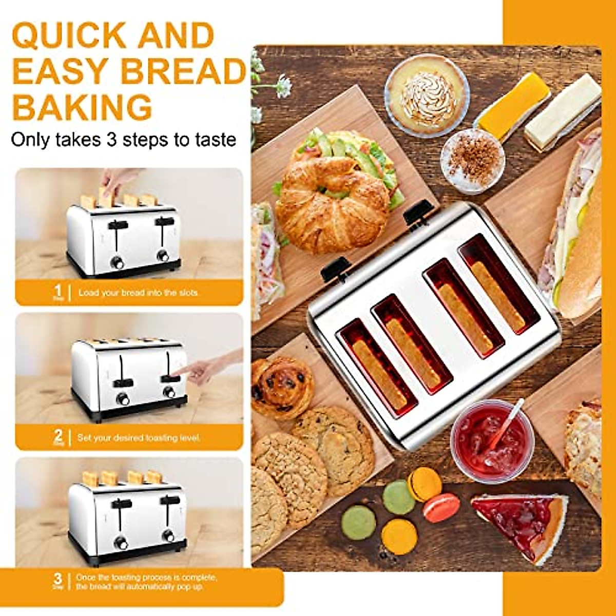 4 Slice Commercial Toaster - 1 1/2" Slots, 120V