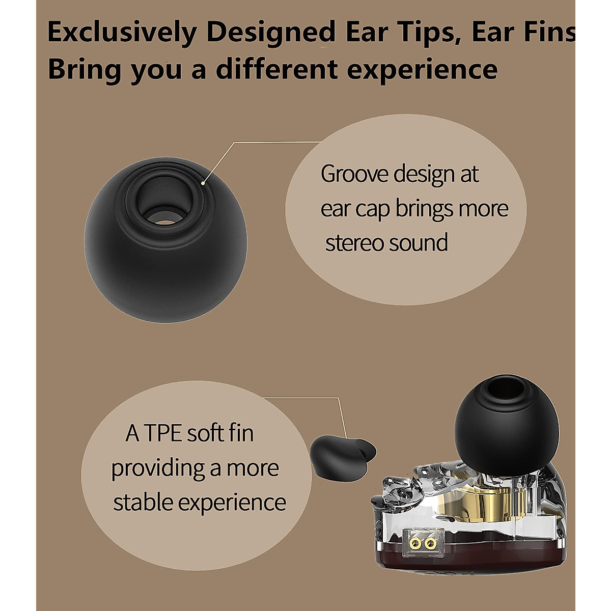 CCZ Coffee Bean in Ear Monitor, Immersive Bass Sound Wired in Ear Headphones, HiFi iem with 1DD Dynamic Driver Detachable Cable for Singers, Musicians, Stage, Drummer, Church (Without mic, Brown)