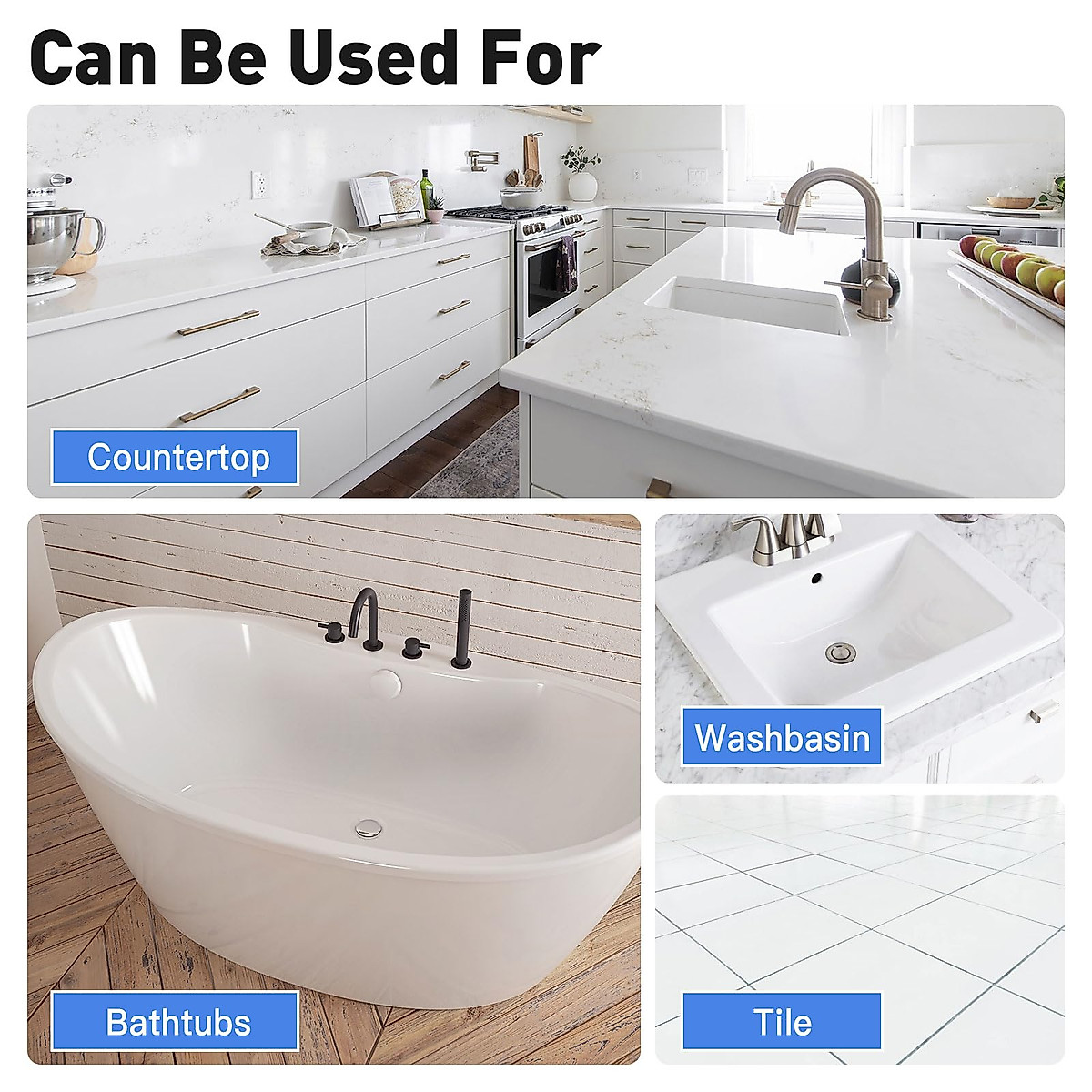 DWIL Tile Paint, Tub and Tile Refinishing Kit with Tools, Tub Refinishing Kit White Bathtub Paint Water Based &Low Odor, Easy to Use Sink Paint for Bathroom Kitchen, Semi-Gloss White, 25-30sq.ft