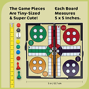 Srenta 5” Mini Magnetic Board Games, Compact Travel Design Set, Includes 12 Different Retro Board Games, Best Gift Idea for Kids,