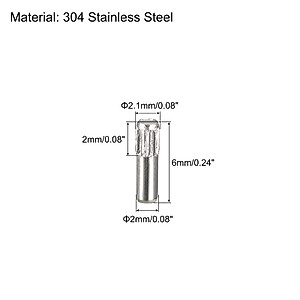 uxcell 2x6mm 304 Stainless Steel Dowel Pins, 20Pcs Knurled Head Flat Chamfered End Dowel Pin, Wood Bunk Bed Shelf Pegs Support Shelves Fasten Elements