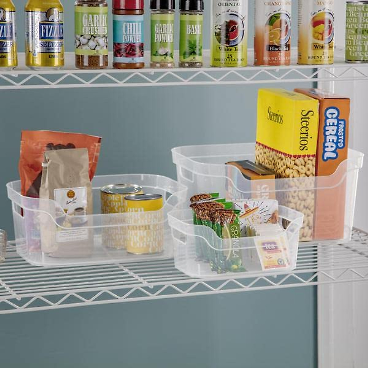 Tribello Open Clear Storage Bins, Closet Shelf Organizer Bins, Small, 9” X 6” X 4”, Pack of 4 - Made In USA