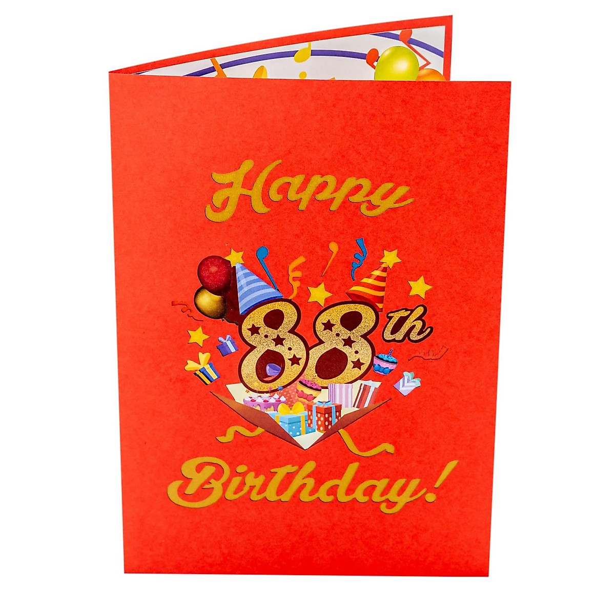 iGifts And Cards Happy 88th Red Birthday 3D Pop Up Greeting Card – Awesome 88 Birthday Card For Woman, Man, Happy Eighty Eight Birthday Gift For Mom, Dad, Wife, Husband Present, 5" X 7"