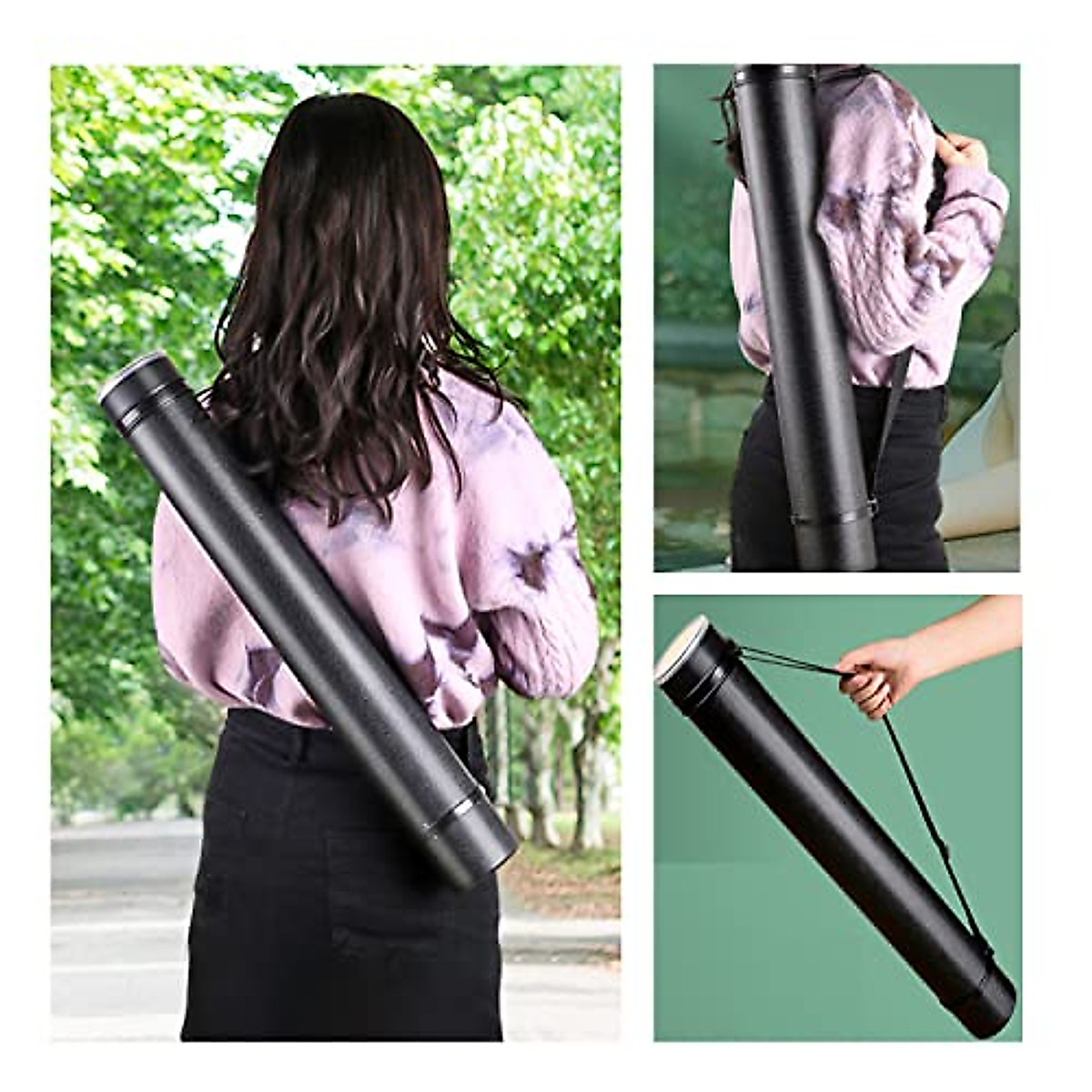 Ecjiuyi Poster Tubes,2Pack Extendable Poster Tube Expand from 24.5" to 40" with Adjustable Shoulder Strap Lids and Lable,Waterproof Telescoping Blueprint Art Document Storage Transport Carrying Tube