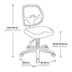 Office Star EM Series Mesh Screen Back Office Task Chair with Built-in Lumbar Support and Adjustable Back, Black Vinyl