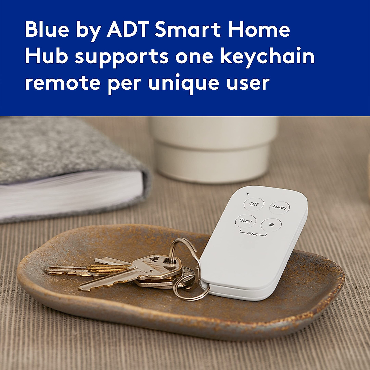 Blue by ADT Keychain Remote - Two Built-in Panic Buttons - Arm and Disarm System Remotely