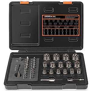 THINKWORK Damaged Screw Extractor Set, 2-21mm, 39-Piece Bolt Extractor Kit, Easy Out Bolt Extractor Set, Impact Bolt & Nut Remover Set for Damaged, Frozen, Rusted, Rounded-Off Bolts, Nuts & Screws