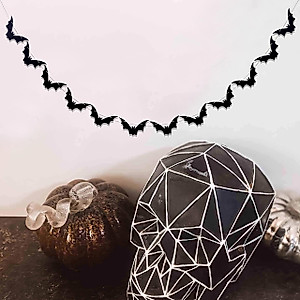 Black Bat Garland - Halloween Bat Banner, Bat Bunting, Gothic Halloween Party Decor, Gothic Bat Banner, Halloween Mantel Decor (Bat Banner)