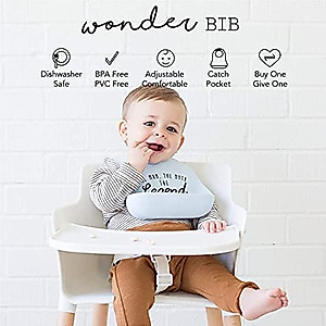 Bella Tunno Wonder Bib 2pk - Adjustable Silicone Baby Bibs for Girls & Boys, Durable and Waterproof BPA Free Silicone, The Man & Hunk