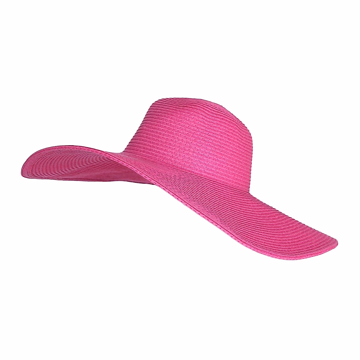 WITHMOONS Straw Hats for Women Floppy Sun Pink Hats Beach Wide Brim Oversized UPF 50 with Strap Summer Roll Up SZ90045 (Hotpink)