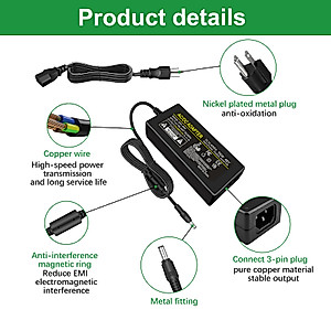 YLYLXIMA 48V 2A Power Supply Adapter 48V 96W charger AC 100-240V to DC 48V 2A Adapter US Plug 5.5 x 2.5mm for PoE Switch, LCD Monitor, LED Strip, Router.(Notice! Not Suitable for Battery Charging).