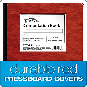 Ampad Gold Fibre Computation Book, Red Cover, Ivory Paper, Letter Size, 4 Square Inch Rule, 76 Sheets, 1 Each (22-156)