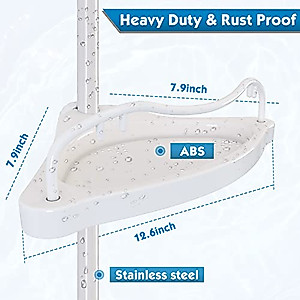 Lilyvane Corner Shower Caddy, 4 Layer Shower Organizer, Rustproof ABS Shower Shelves with Stainless Steel Pole, Drill Free Shower Rack, Large Shower Storage and Shower Caddy Tension Pole,56-125 Inch