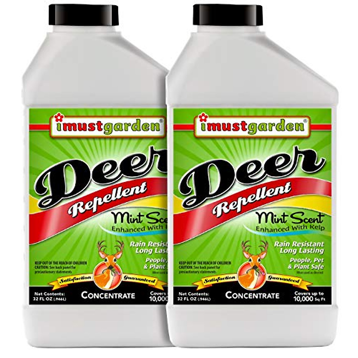 I Must Garden Deer Repellent Concentrate [2 Pack] - Natural Mint Scent - Two 32oz Bottles