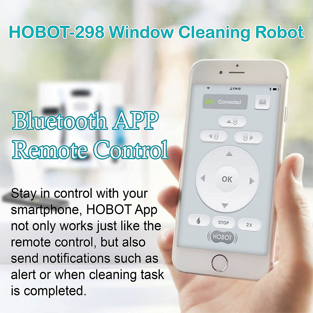 HOBOT-298 Window Cleaning Automatic Robot with Ultrasonic Water Spray and Control via Smartphone or Remote