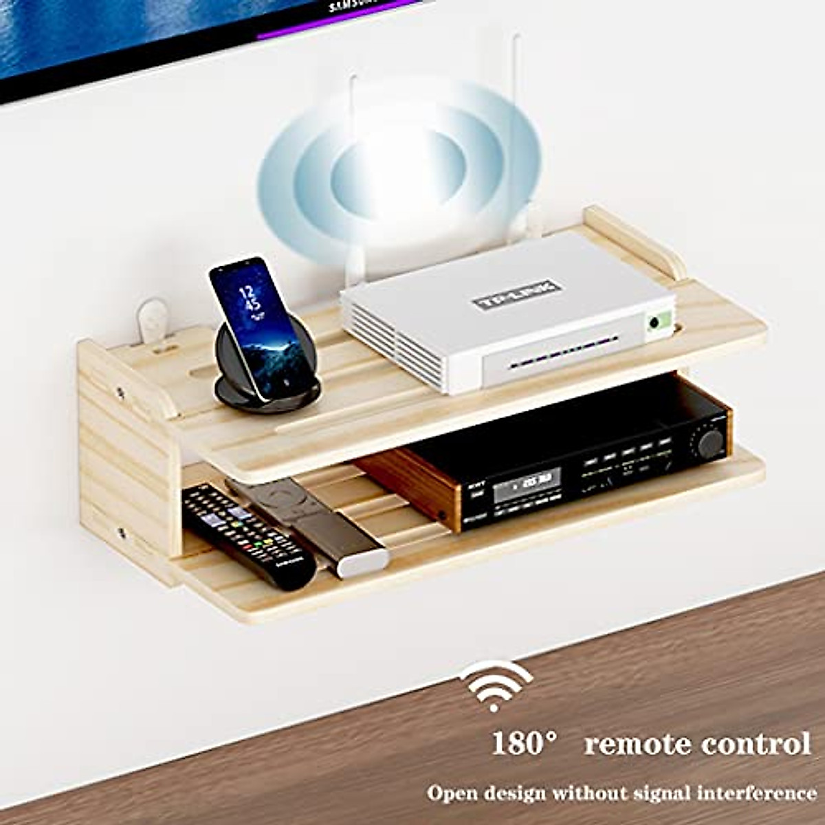 WiFi Storage Box TV Set-top Box Hidden Shelf Wireless Router Rack Network Set-top Box shelter Box Home Desktop Organized Wall Shelf