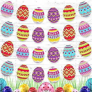 KatchOn, Easter Egg Garland for Mantle - 10 Feet, No DIY | Large, Easter Garland for Easter Decorations | Happy Egg Easter Banner for Fireplace | Easter Party Decorations | Easter Garland Decorations