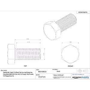 Steel Hex Bolt, Grade 5, Zinc Plated Finish, Hex Head, External Hex Drive, Meets ASME B18.2.1/SAE J429, 5-1/2" Length, Partially Threaded, 5/8"-11 Threads (Pack of 5)