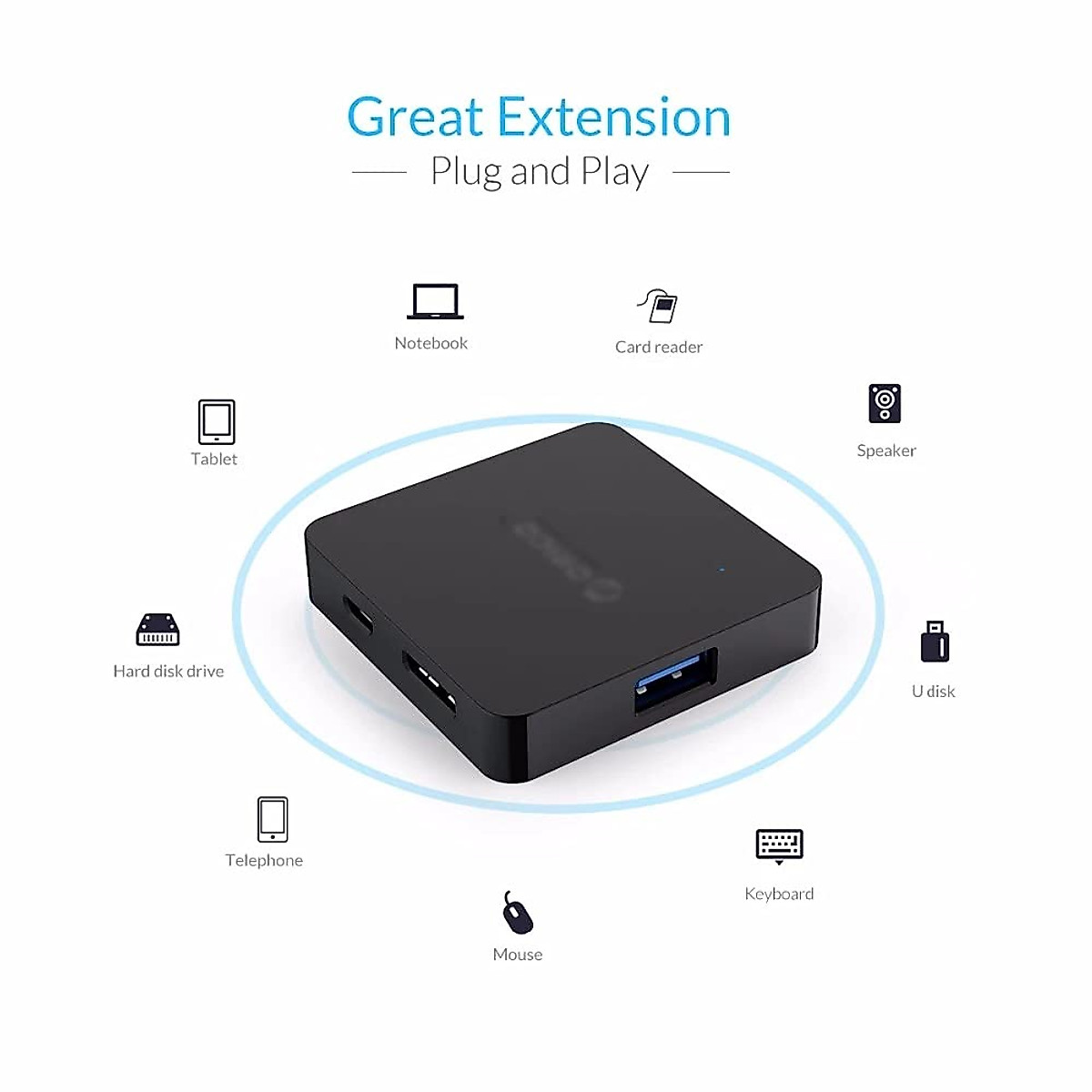 SHYPT Super Speed 4 Port USB HUB 3.0 Portable OTG HUB USB Splitter with Micro B Power Port for MacBook Laptop PC Tablet
