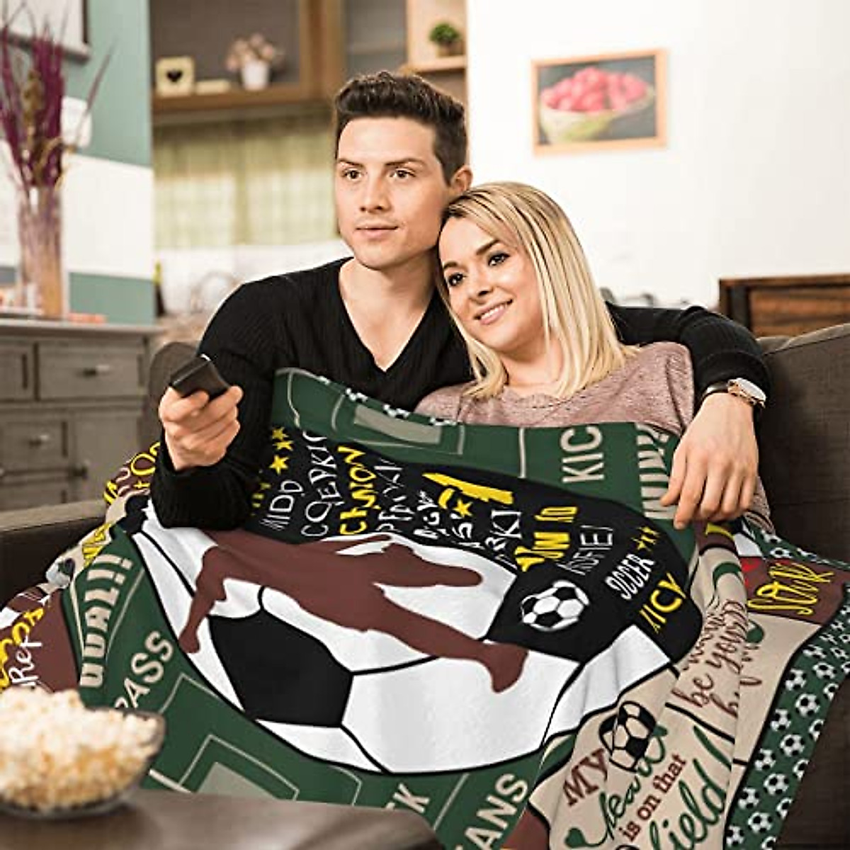 Soccer Lover Gifts, Soft Warm Soccer Blanket, Soccer Gifts for Boys Men, Soccer Gifts Blanket for Soccer Players, Soccer Throw Blanket for Couch Bed, Unique Gifts for Soccer Lovers 50"X60"