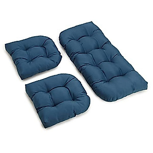 Blazing Needles Twill Settee Group Cushions, Indigo, Set of 3