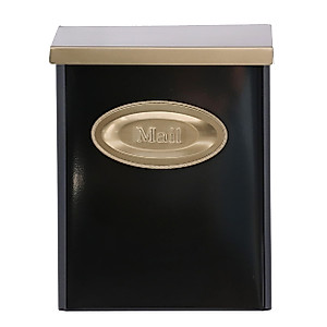 Architectural Mailboxes Designer Galvanized Steel, Locking, Wall Mount Mailbox, DVKGB00AM, Black & Brushed Brass, Medium Capacity
